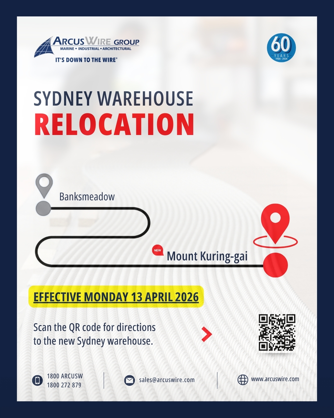 Arcus Wire Group Relocates Sydney Warehouse to Mt Kuring-gai